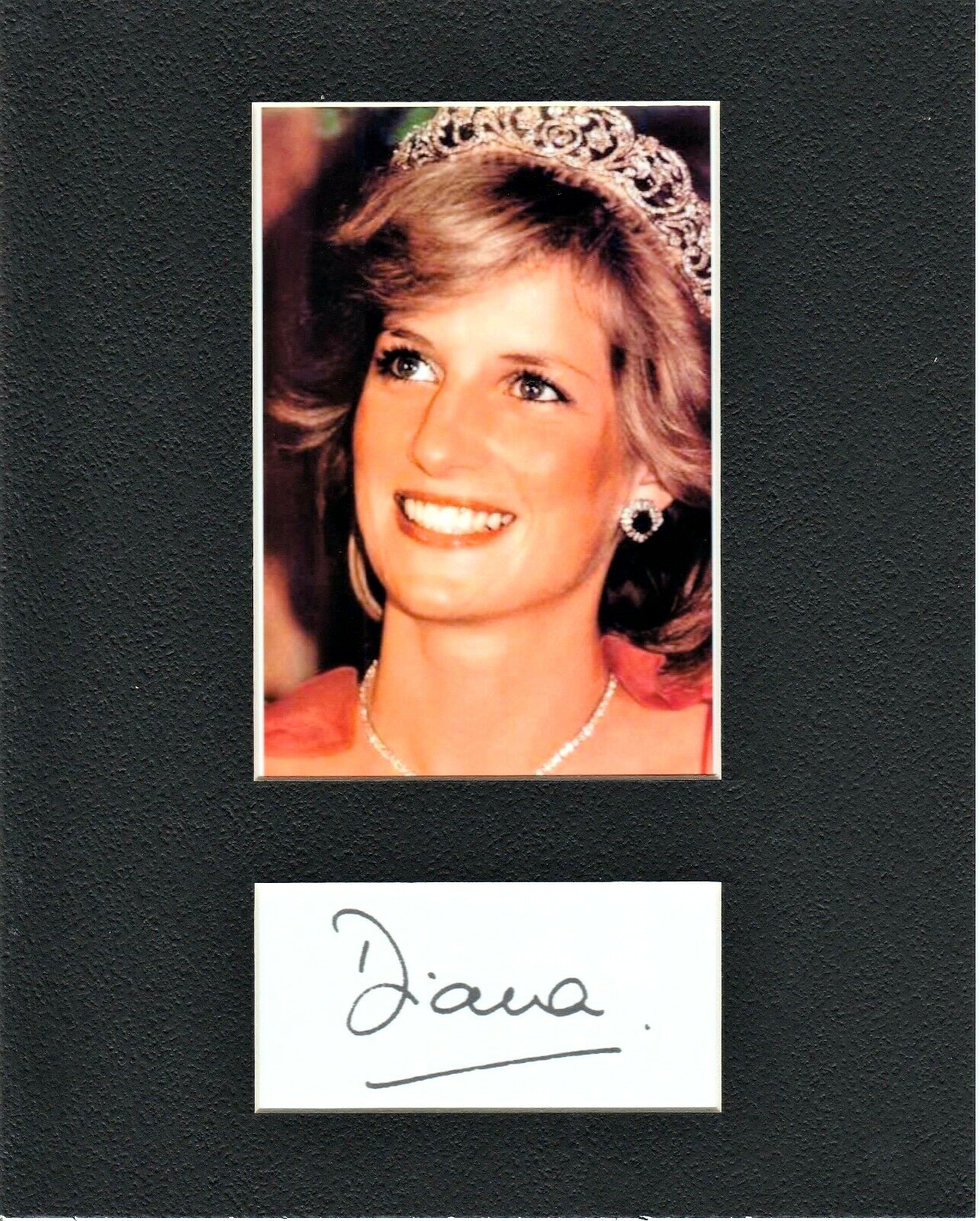 PRINCESS DIANA CUSTOM 8 by 10 MATTED REPRINT PHOTO & REPRINT AUTOGRAPH ...