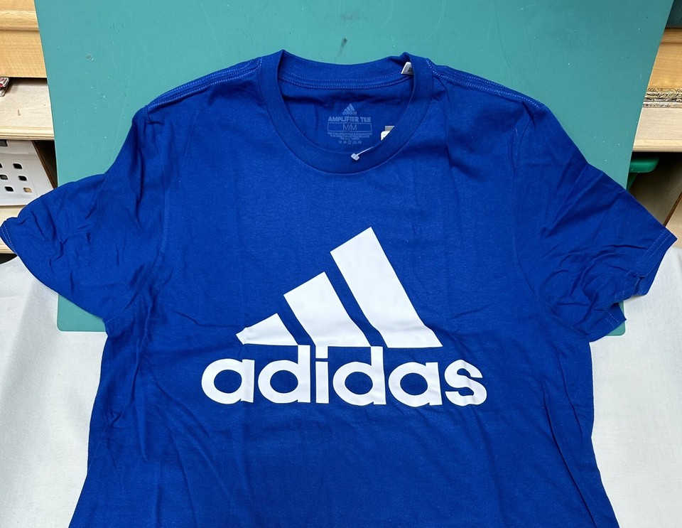 Adidas T Shirt Mens Size Medium Collegiate Royal Blue Multi Sport 100 ...