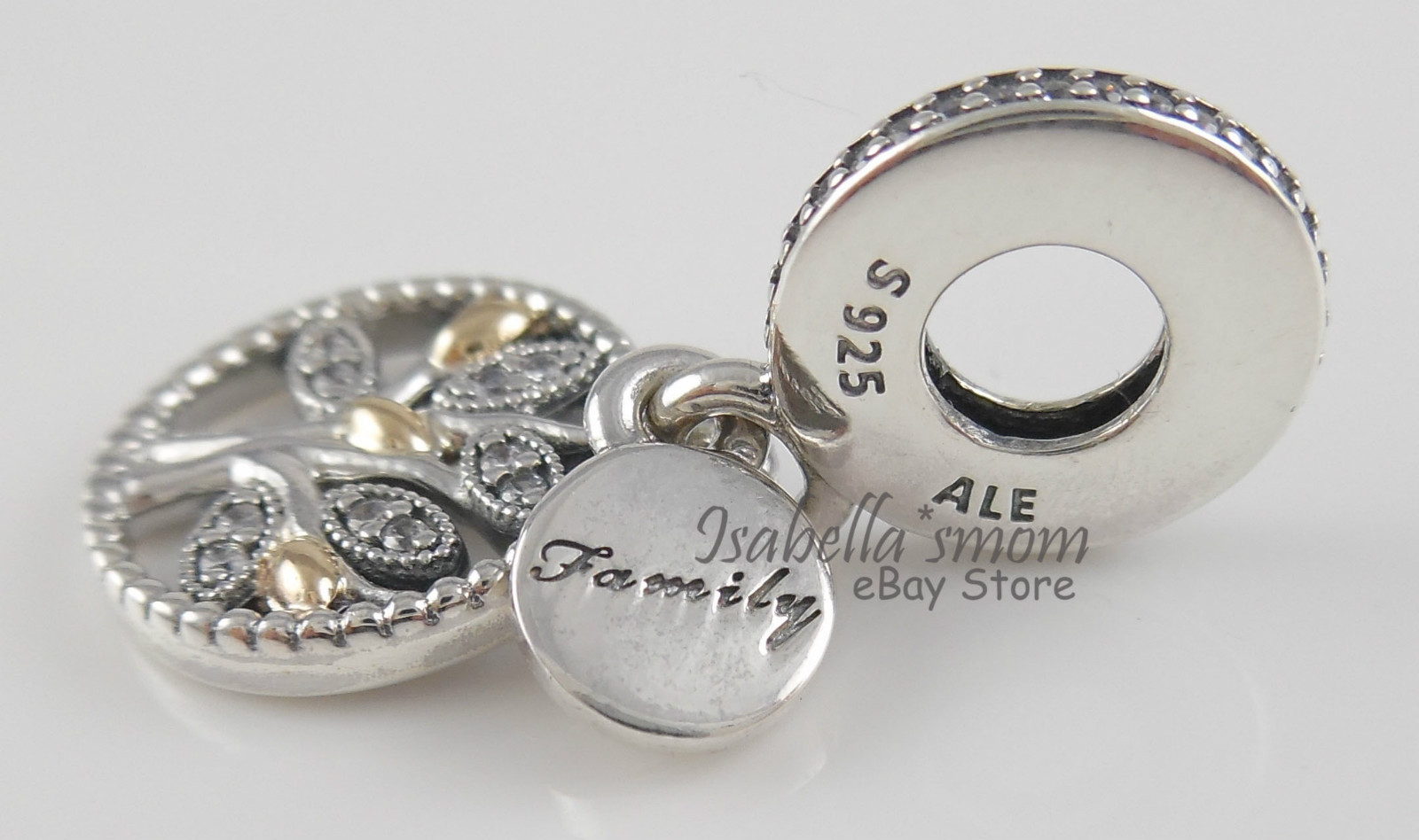 FAMILY HERITAGE Genuine PANDORA Silver/14K GOLD Tree DANGLE Charm ...