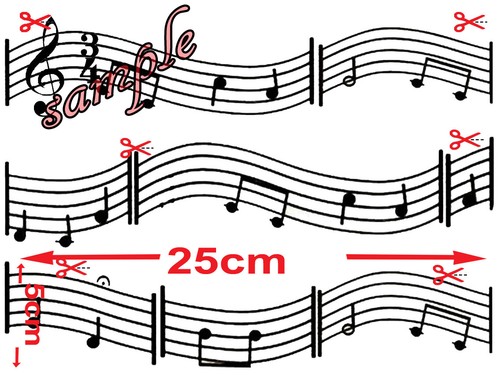 Music Notes Strips EDIBLE ICING CAKE TOPPER PARTY IMAGE FROSTING SHEET ...