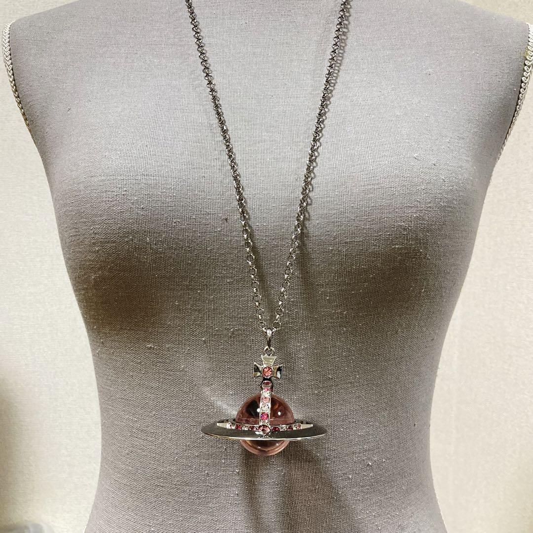 Vivienne Westwood Necklace Medium Orb Pink Silver Top 6.5 x Vivienne Westwood Necklace Medium Orb Pink Silver Top 6.5 x