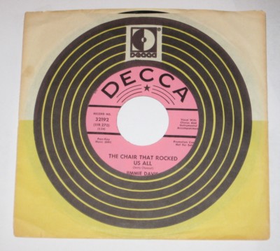Jimmie Davis 7" 45 DJ PROMO HEAR The Chair That Rocked Us All DECCA ...