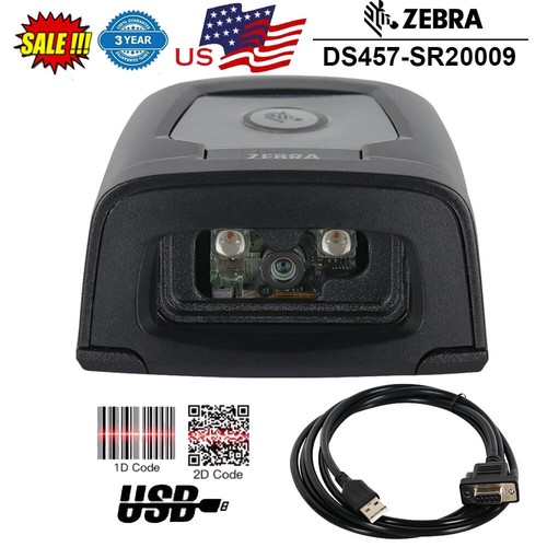 Zebra DS457-SR20009 1D/2D Fixed Mount Laser Reader Barcode Scanner w ...