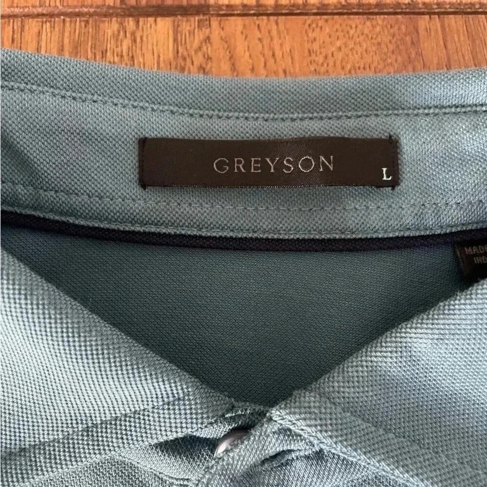 Grayson Blue/Green Polo Shirt Sz L Golf Luxury Resort Travel | eBay