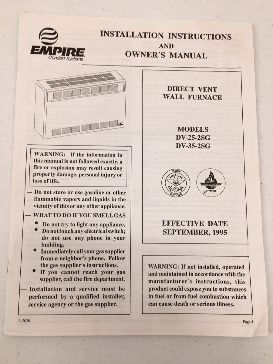 Direct Vent Installation COZY CDV155C Direct Vent Wall Furnace