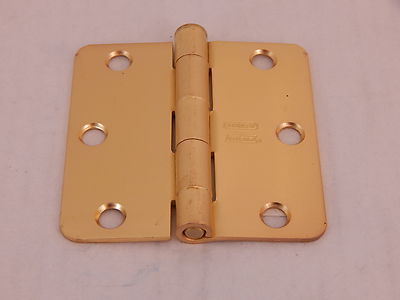 3 DOOR HINGES - 3 X 3 - ROUNDED RADIUS CORNERS - SATIN BRASS FINISH | eBay