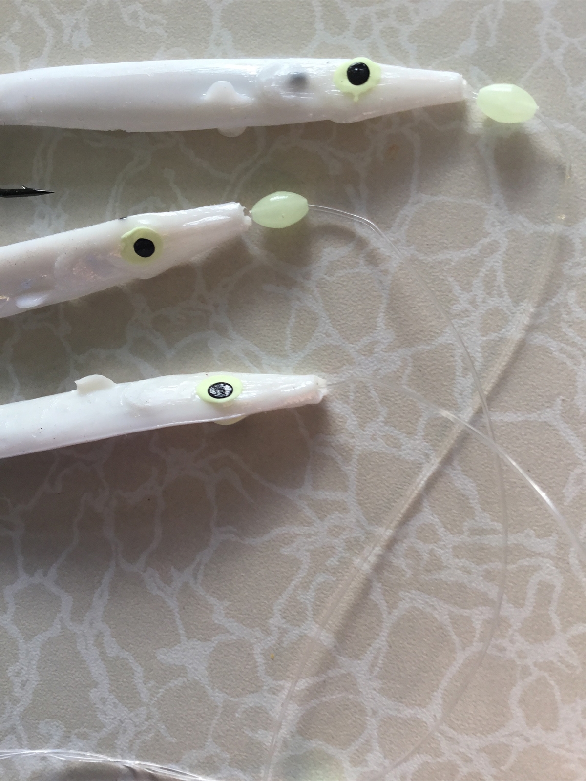 sea fishing ready tied cod and pollock rigs on 3/0 Hooks White Sandeel ...