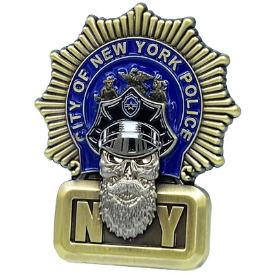 EL1-013 NYPD Detective Beard Gang Skull Challenge Coin Thin Blue Line ...