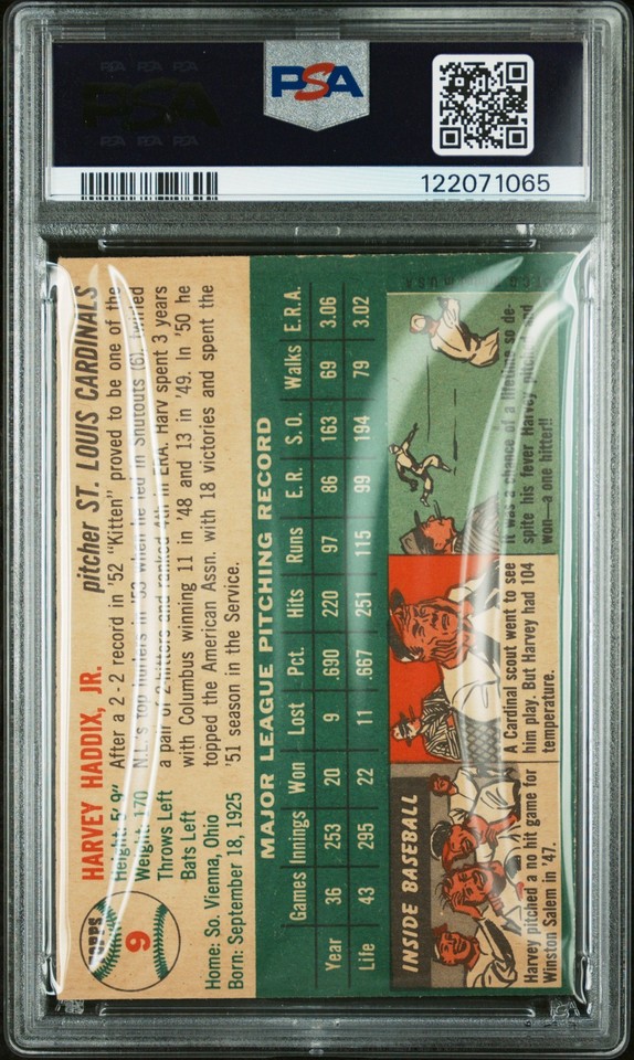 1954 Topps #9 Harvey Haddix PSA 8 Near Mint-Mint!! | eBay