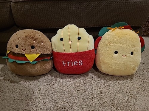 Lot of 3 Fuzz A Mallow 12" Plush Cheeseburger, French Fry & Taco ...