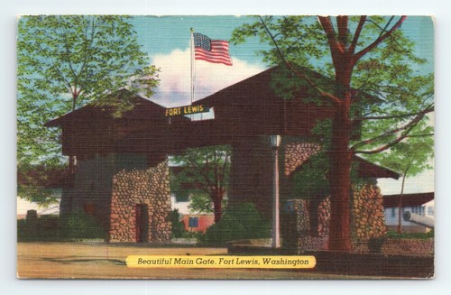 c.1940 Fort Lewis Washington Main Gate Postcard US Army Base Military ...