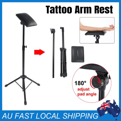 Adjustable Tattoo Armrest Tripod Stand w/ Soft Sponge Pad Portable Arm ...