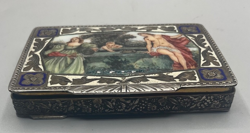ITALIAN 800 SILVER AND ENAMEL COMPACT | eBay