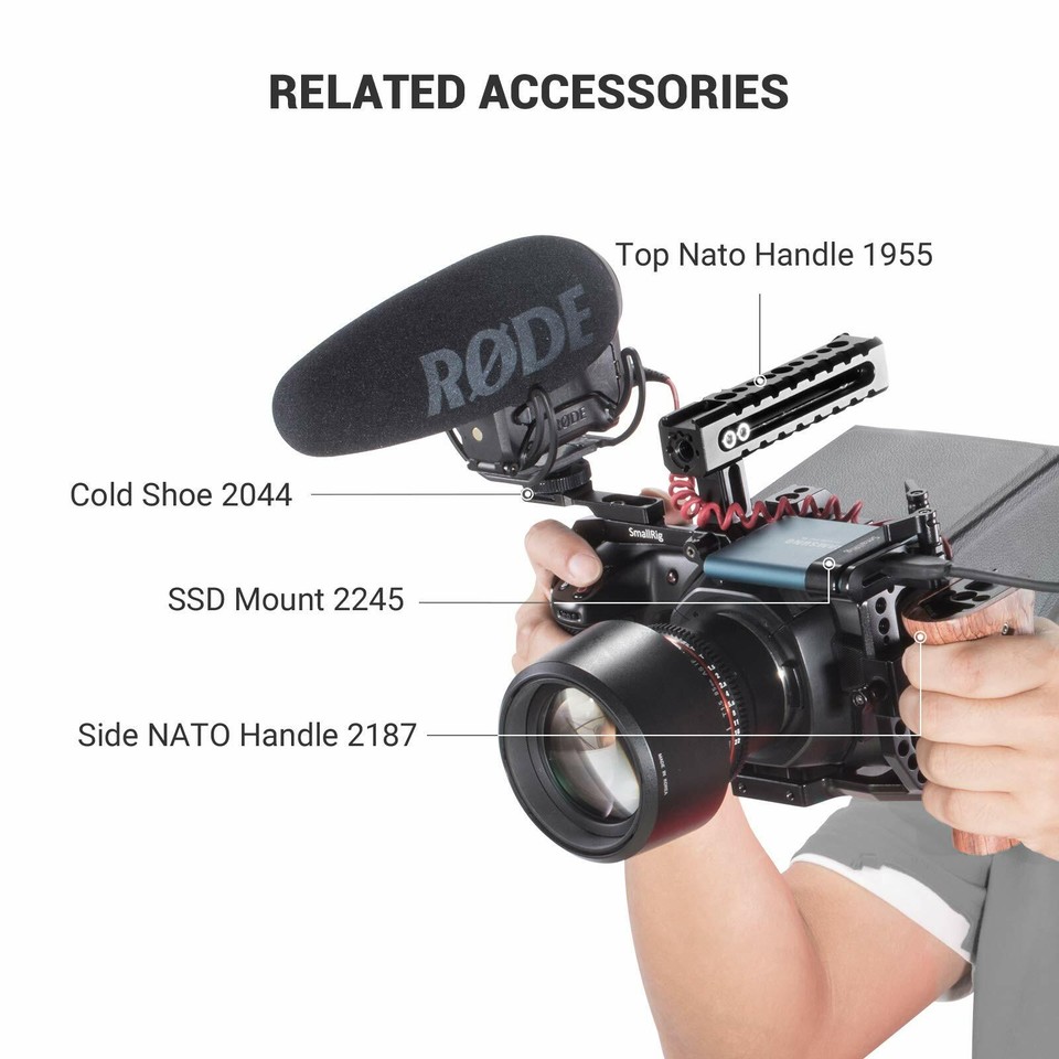 SmallRig Camera Cage 2203B+ T5 SSD Holder Mount 2245B for BMPCC 4K & 6K ...