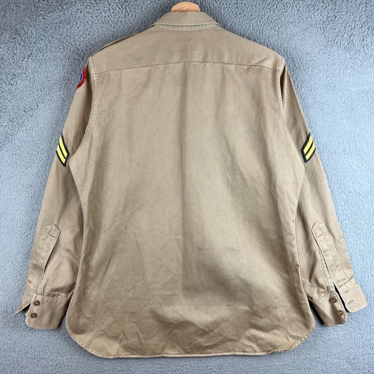 Vintage 70s US ARMY Khaki Tan MILITARY Uniform Shirt Long Vintage 70s US ARMY Khaki Tan MILITARY Uniform Shirt Long