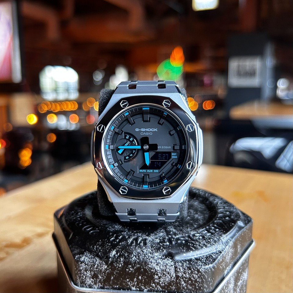 New Casioak GA2100 Custom G-Shock Royal Oak Mod Stainless Steel Silver ...