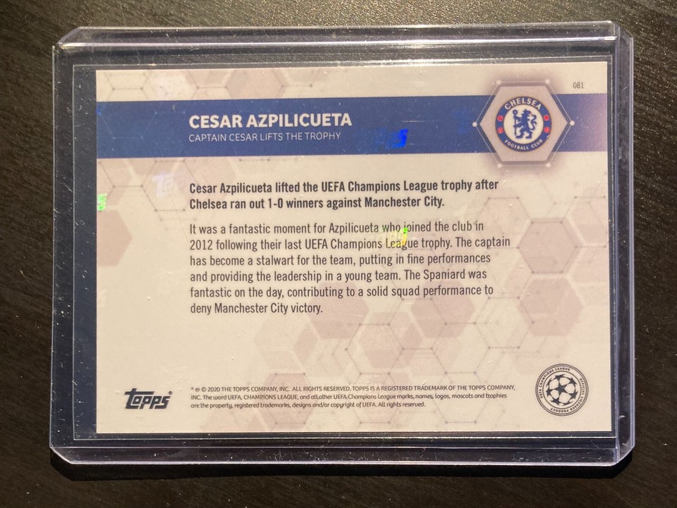 UCL TOPPS NOW 2020 2021 Card #81 Cesar Azpilicueta Chelsea Parallel /99 ...