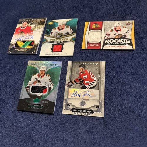 5 Upper Deck Rookie Autograph & Patch Cards Henri Jokiharju Chicago ...