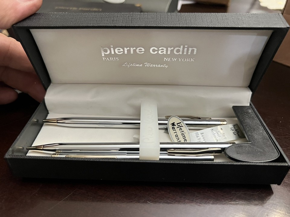 Pierre Cardin Pen & Pencil Set with Case Vintage Silver & Gold Tone | eBay