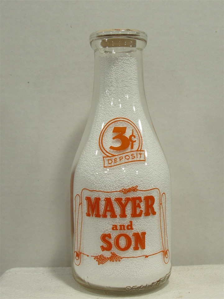 TRPQ Milk Bottle Ashton Dairy Mayer & Son Petersburg VA 3 Cents Deposit ...