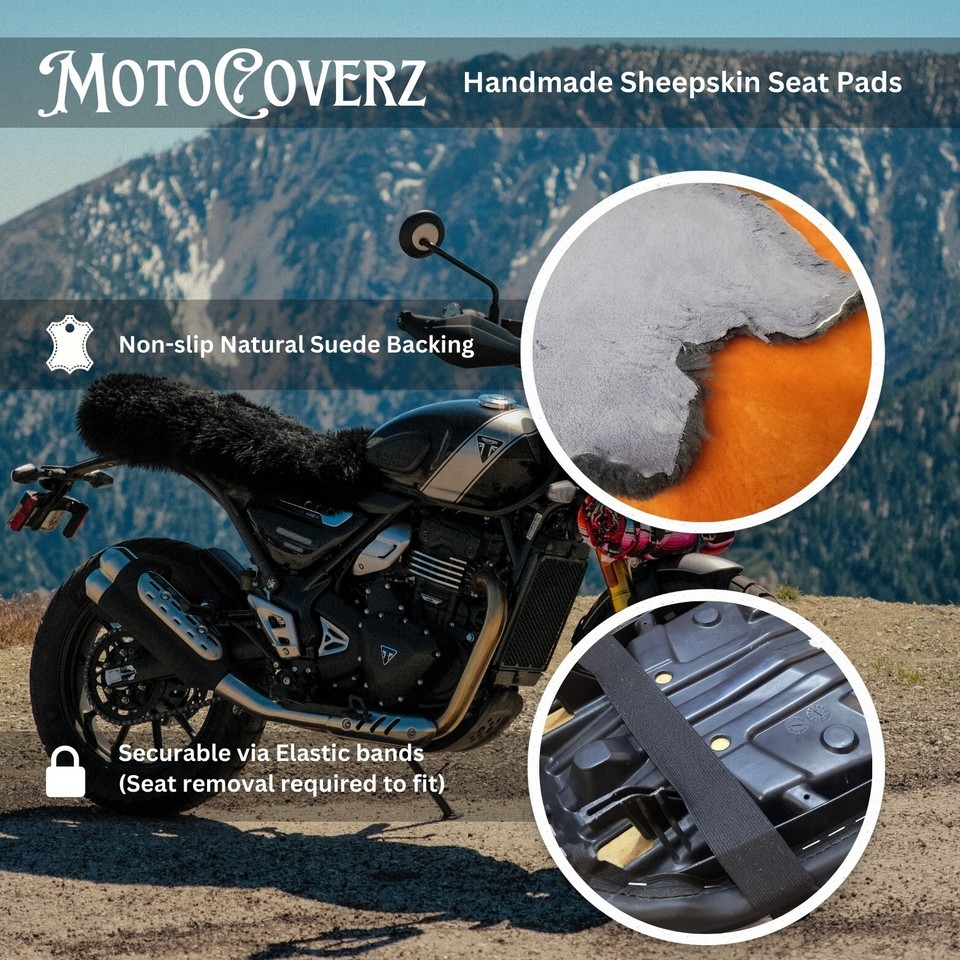 Universal Motorcycle Short Wool Sheepskin Seat Pad Motorbike Cover ...