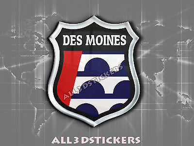 3D Emblem Sticker Resin Domed Flag Des Moines - USA Adhesive Decal ...
