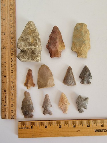 Antique Native American Indian Stone Artifact Relic Tool Set 11 Arrow ...