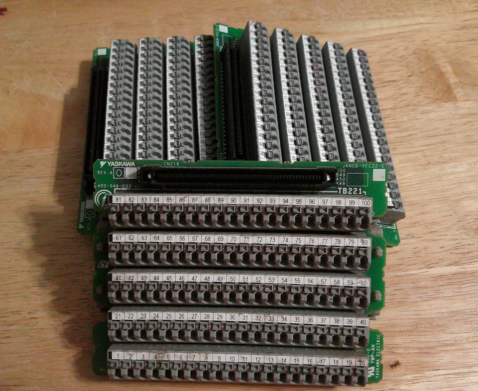 "LOT OF 3" Yaskawa YWP-AH Cable Connector Terminals 100 Pin Rev A DIN ...