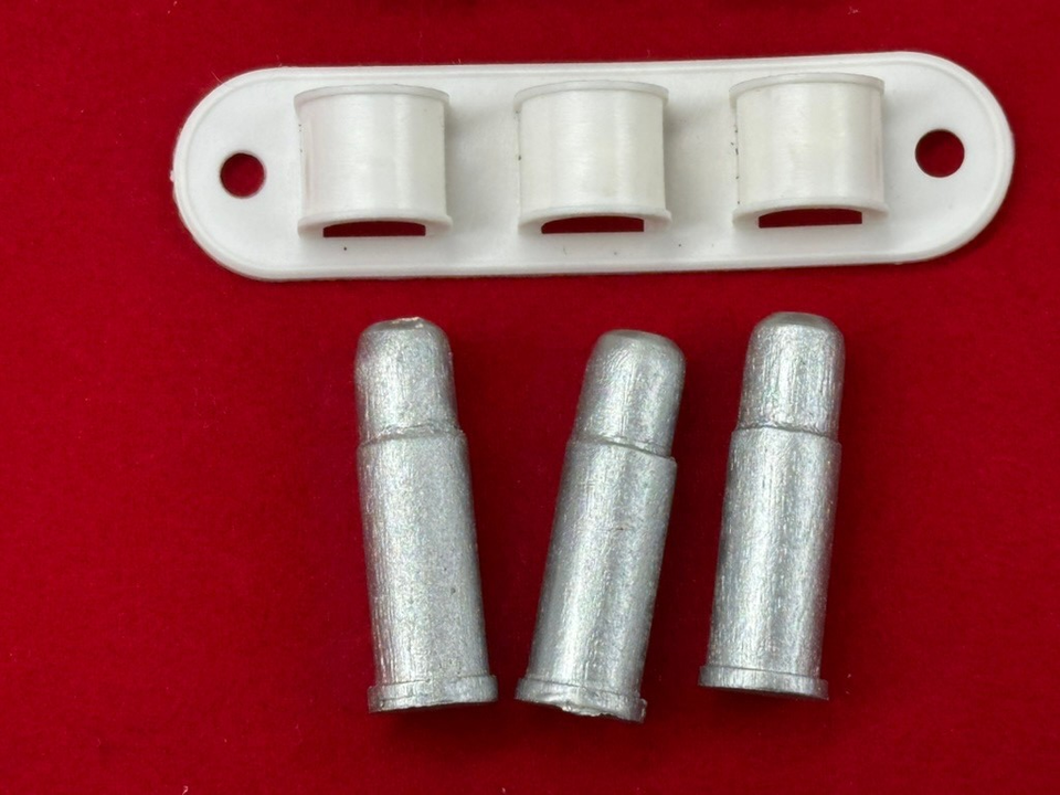 Vtg Lot of 6 SILVER BULLETS Wood Holder (45 cal LECO) For Toy Gun ...