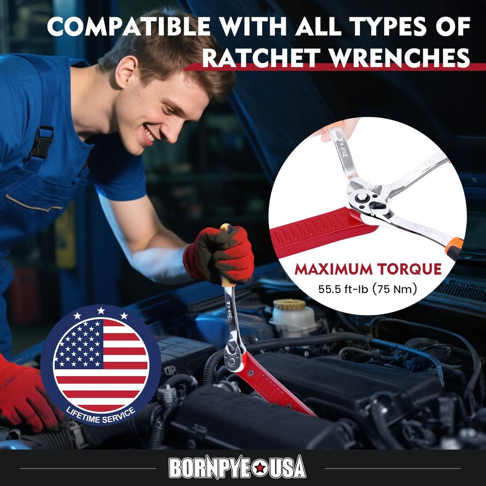 Offset Extension Wrench Set, Impact Ready Socket Wrench Extender Tool ...