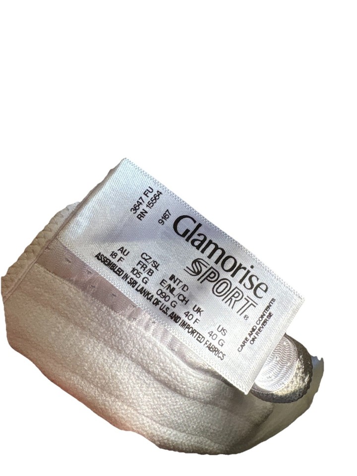 Glamorise Sport Wireless Sports Bra 40G White Full Coverage Adjustable ...