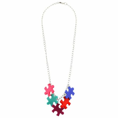Funky Jigsaw Puzzle Design Necklace Pendant - 5 Pieces Joe Cool Retro ...