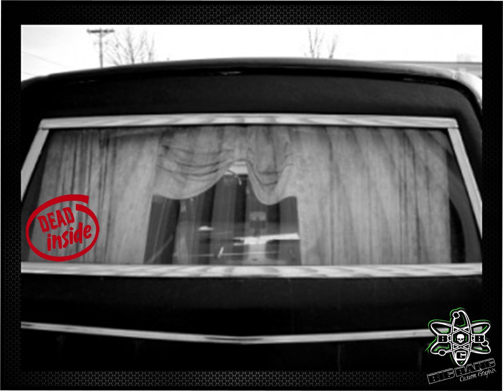 Hearse vinyl Decal Sticker DEAD INSIDE Funny Zombie Carriage Funeral ...