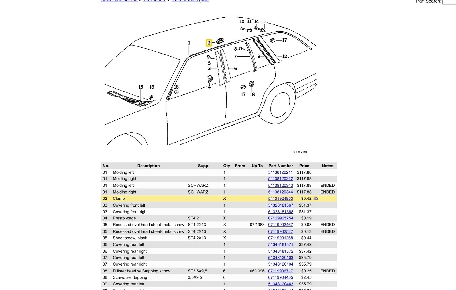BMW E34 E32 E38 Clamp for Drip Mounding Genuine 51131924953 | eBay