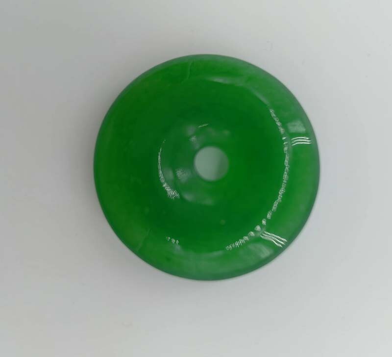 Vintage Natural imperial Green Jade Gemstone Circle Donut Pendant Lucky ...