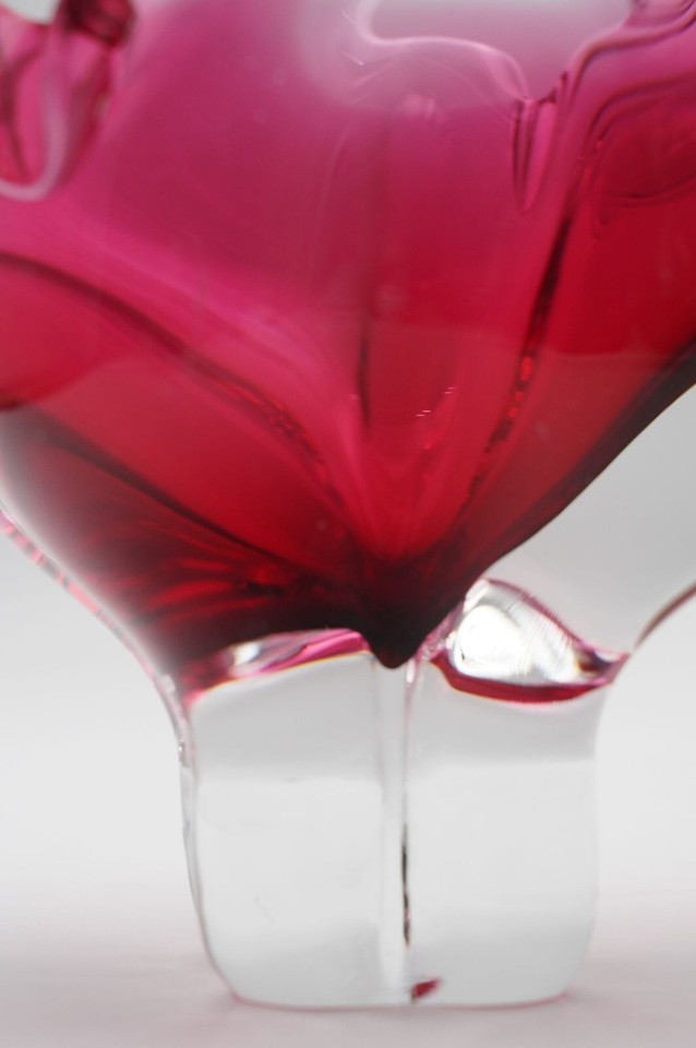 Josef Hospodka Chribska Czech Rubin Glass Hand Made Pink Freeform Art ...