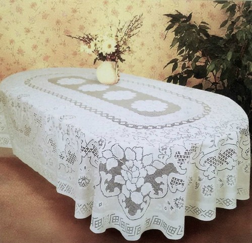LUXURY LACE ROUND TABLECLOTH (36" x 36" RD) WHITE POLYESTER FLORAL ...