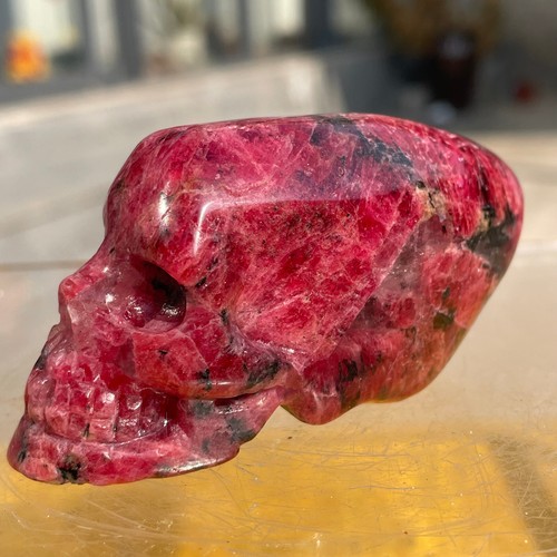 153g Natural Red Black Rhodonite Quartz Crystal Skull Carving Polishing ...