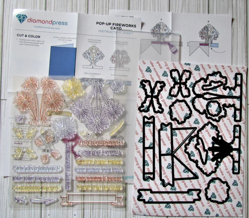 Diamond Press Firework Pop-Up Card 24pc Stamp & 12pc Die Kit 786636 ...