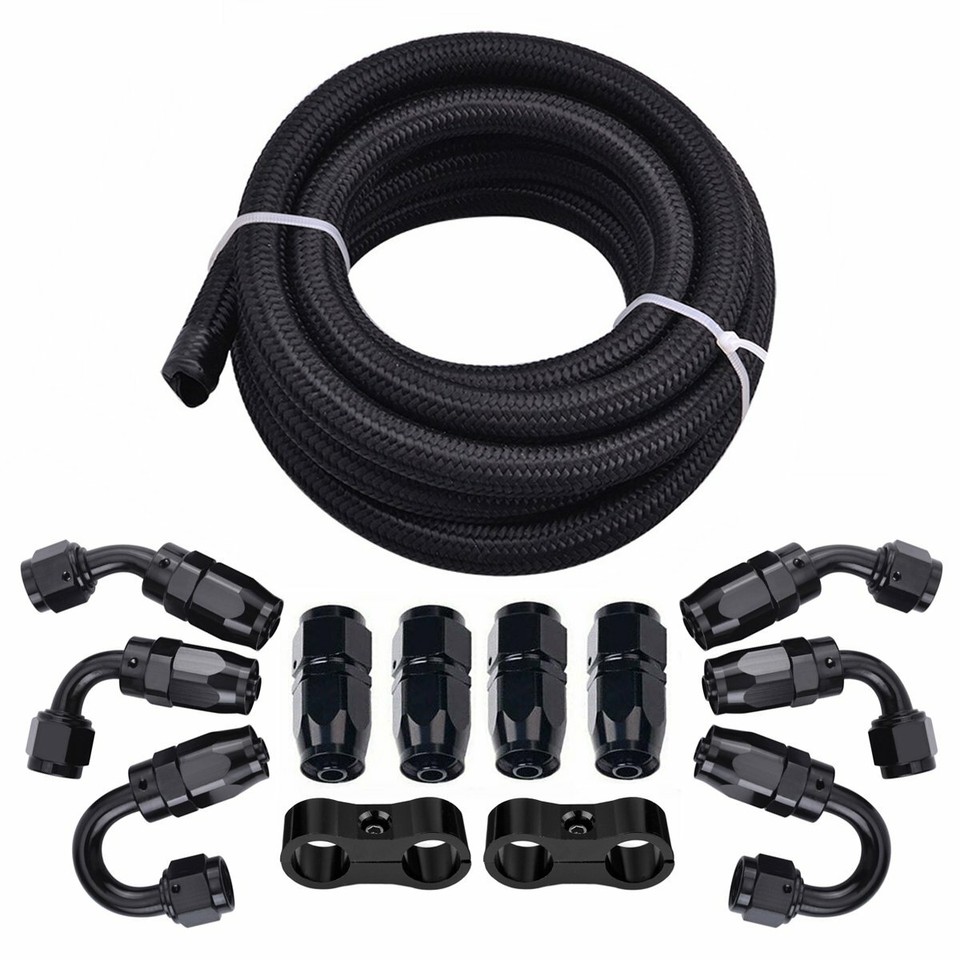 20FT 6AN 8AN 10AN CPE Braided Nylon Fuel Line Kit Fuel Hose End ...