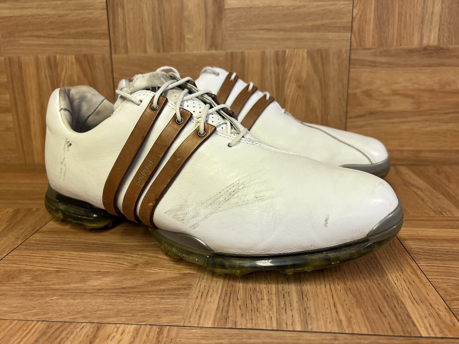 RARE🔥 Adidas Adipure Flex White Leather Golf Shoes 6… - Gem