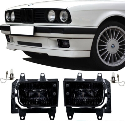 Nebelscheinwerfer SET Schwarz + H3 Birnen passend für BMW E30 Facelift ...