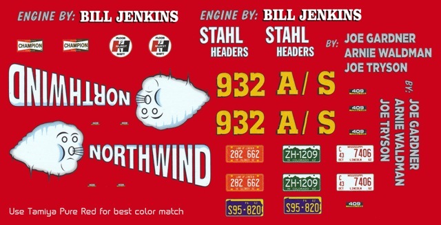 Bill Jenkins NORTHWIND 1962 Chevrolet Bel Air Drag 1/43rd Scale Slot ...