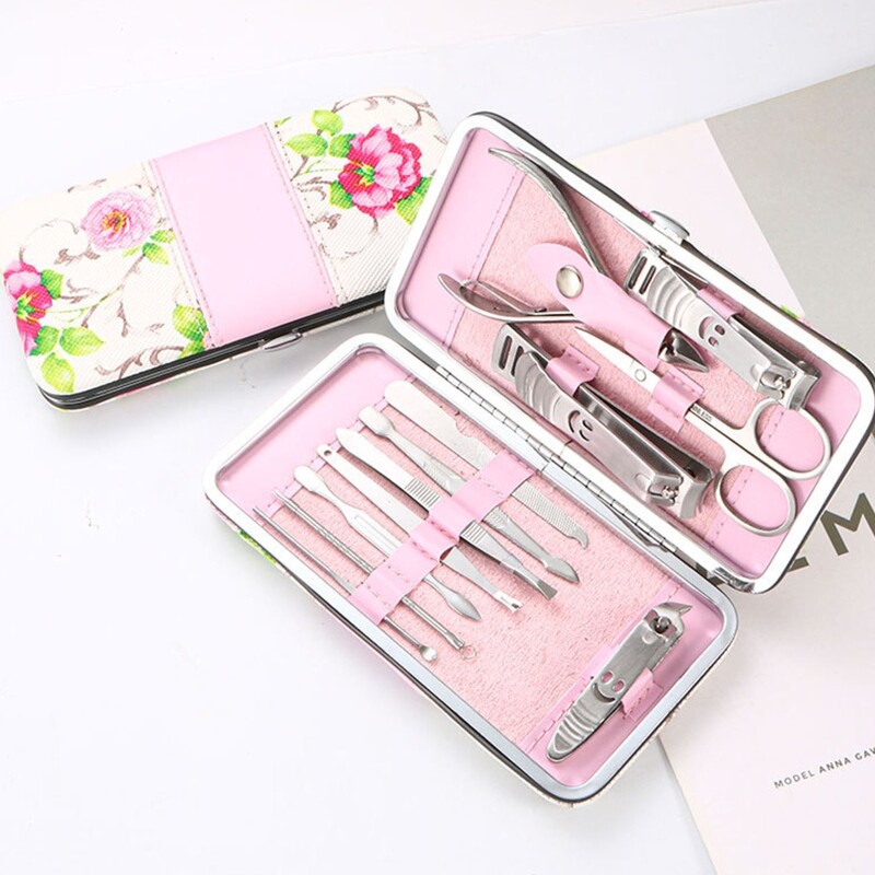 Manicure Set, Travel Mini Nail Clippers Kit Pedicure Care Tools,12 ...