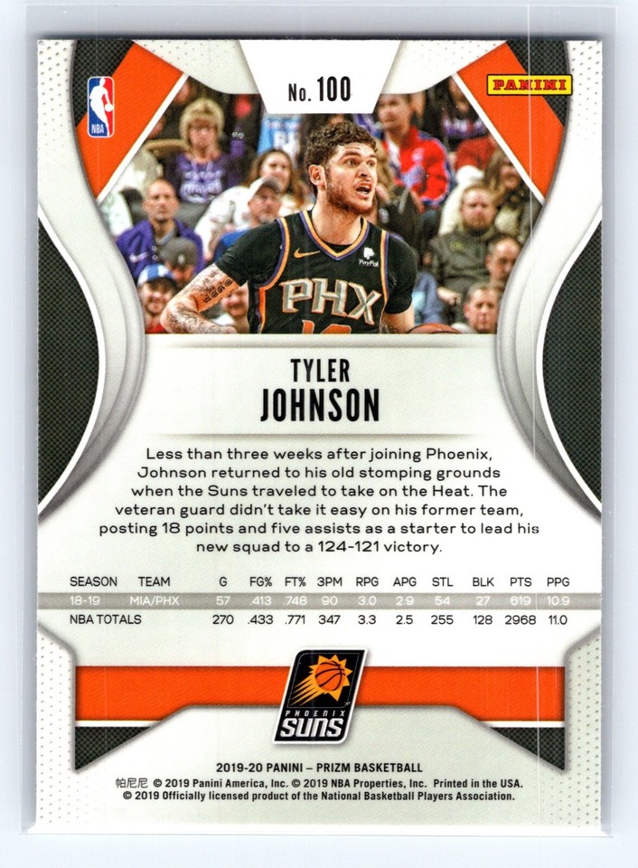 2019 Prizm Tyler Johnson #100 Suns | eBay