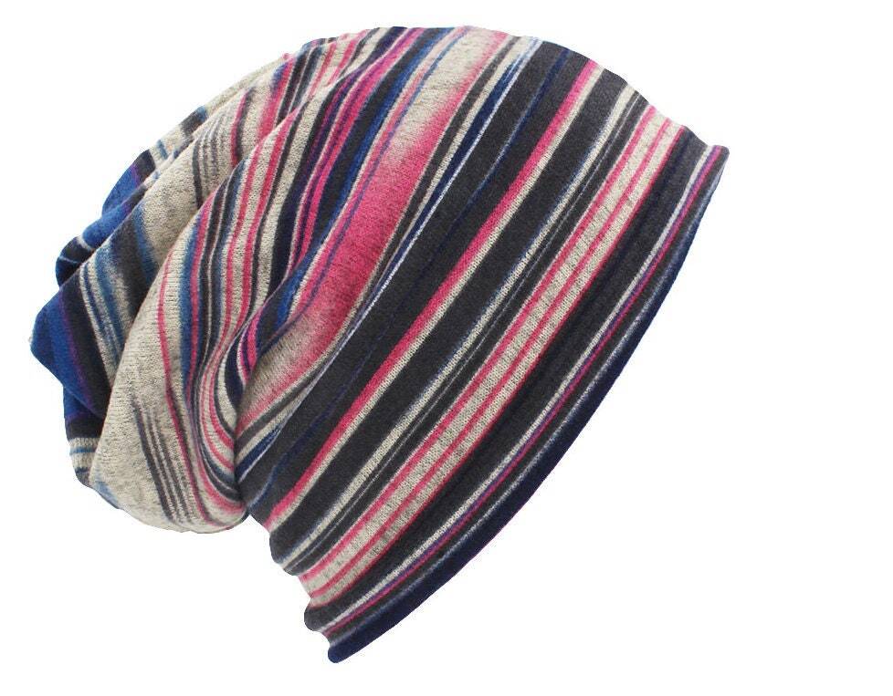 Beanie Hat Headwear Stripe Cap Stretch Super Soft Cotton Feel Hat | eBay UK