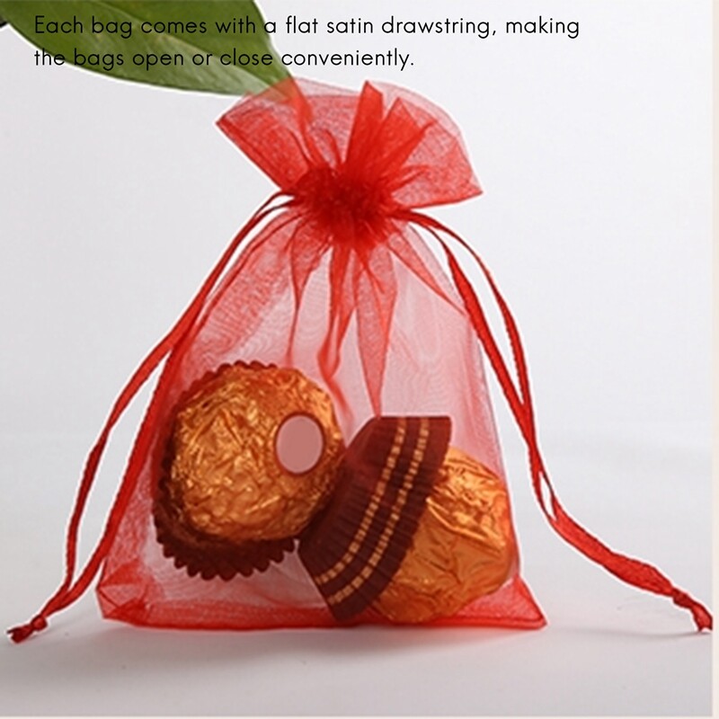 100Pcs Organza Bags, 20X30 cm Mesh Gift Bags Drawstring Jewelry Pouches ...