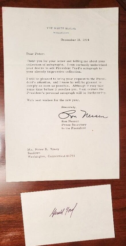 President GERALD FORD AUTOGRAPHED Card w/White House request Letter | eBay