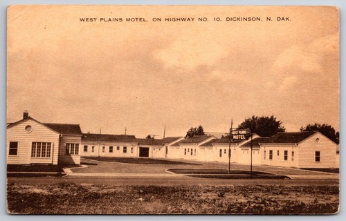 Dickinson North Dakota~West Plains Motel~Roadside~1940s Postcard | eBay