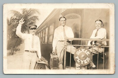 Dixie Flyer Train Men RPPC Miami? Antique Studio Photo Railroad Pullman ...